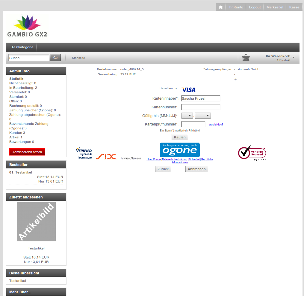 customweb GmbH - Gambio Ingenico (Ogone) Payment Module