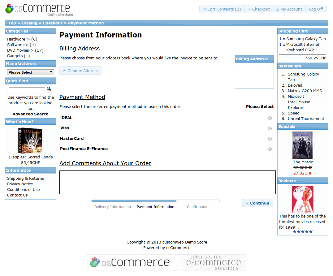 Installation du module H2EPAYMENT pour OSCommerce